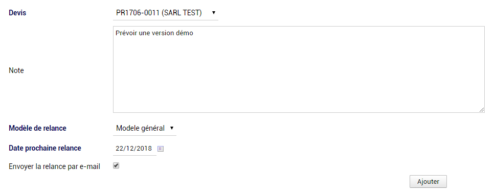 Relances commerciales (devis) auto ou massive