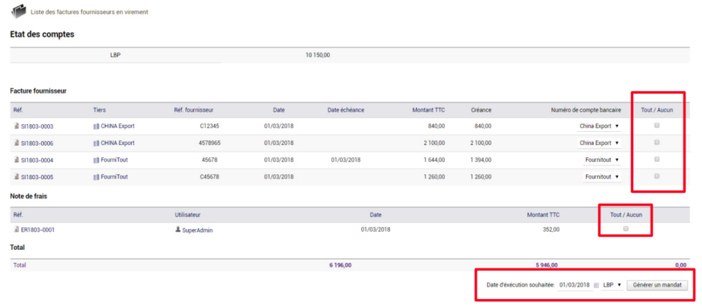 Documentation module "Virements SEPA"