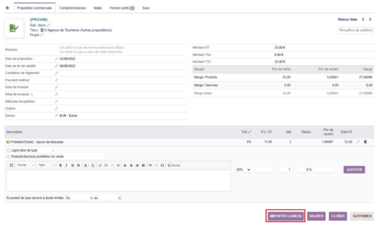 Documentation module "Import lignes devis/commande/facture"