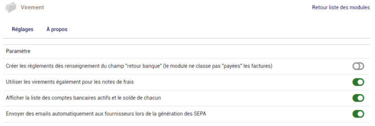 Documentation module "Virements SEPA"